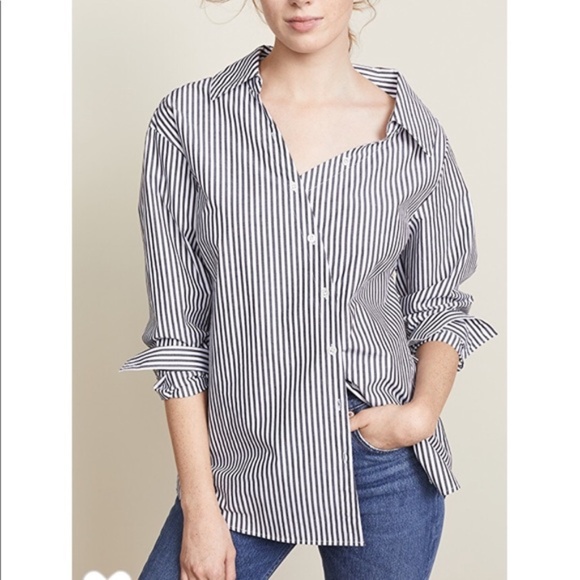 Frame Denim | Tops | Frame Denim Asymmetrical Striped Shirt | Poshmark